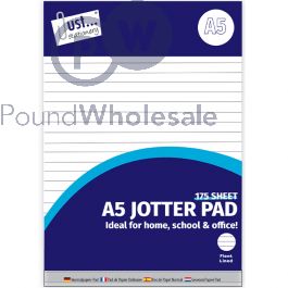 Wholesale Just Stationery A5 Lined Jotter Pad 175 Sheet | Pound Wholesale