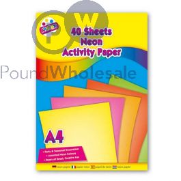Wholesale Artbox A4 Assorted Colour Neon Paper 40 Sheets | Pound Wholesale