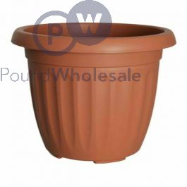 Wholesale Round Ribbed Plastic Planter Terracotta 40cm | Pound Wholesale