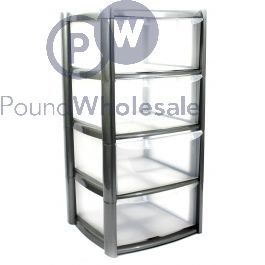 Wholesale Large 4 Drawer Tower With Feet And Wheels Silver | Pound ...