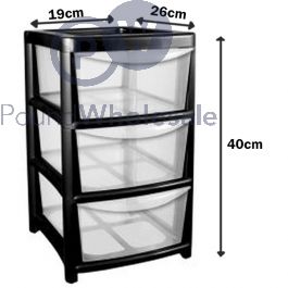 Wholesale Black 4 Tier Mini Tower Drawer Unit | Pound Wholesale