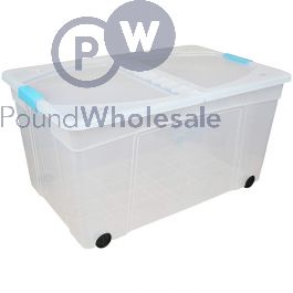 Wholesale Large Clear Clippy Storage Box With Wheels & Folding Lid 110l ...