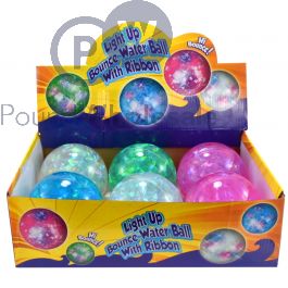 Wholesale Light Up Bounce Water Ball With Ribbon | Pound Wholesale