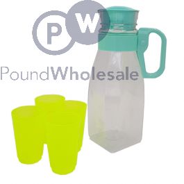 Wholesale Clear Plastic Picnic Jug With 4 Fluorescent Cups | Pound ...