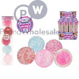 Wholesale Assorted Light Up Glitter Bounce Balls 5 Pack Cdu | Pound ...