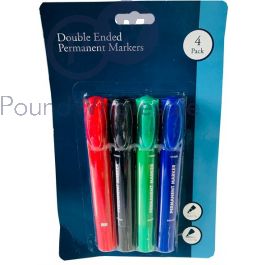 Wholesale Double Ended Permanent Markers Assorted Colours 4 Pk | Pound ...