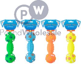 Wholesale World Of Pets Squeaky Vinyl Dumbbell Dog Toy 15cm Assorted Colours | Pound Wholesale