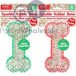 Wholesale Smart Choice Christmas Squeaky Sparkle Rubber Bone Dog Toy ...