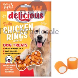 Wholesale World Of Pets Chicken & Cod Rings Dog Treats 100g | Pound ...