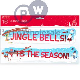 Wholesale Giftmaker Jumbo Christmas Tags 16 Pack | Pound Wholesale