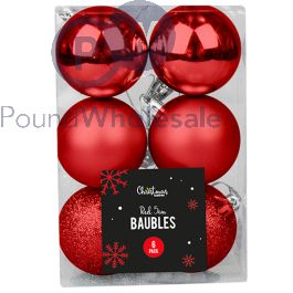 Wholesale Christmas Red Assorted Baubles Set 5cm 6 Pack | Pound Wholesale