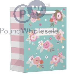 Wholesale Floral Teal Gift Bag Large | Pound Wholesale