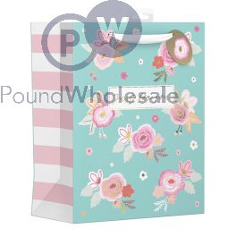 Wholesale Giftmaker Floral Teal Gift Bag Large | Pound Wholesale